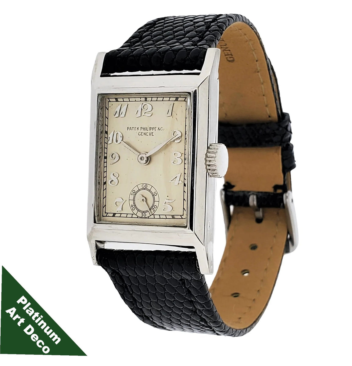 Patek Philippe Early Platinum Art Deco Rectangular Tank style watch ci ...